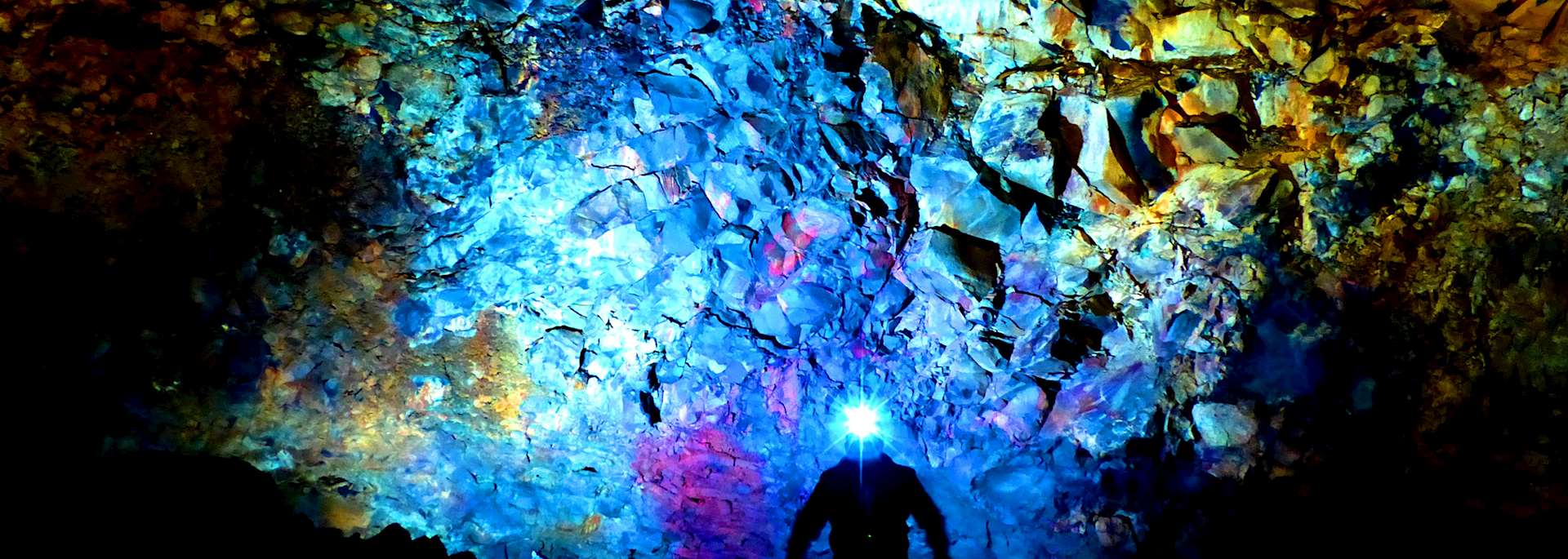 looking down inside a volcano